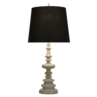 StyleCraft Poly Table Lamp - Cream Finish - Black Linen Shade - Bed ...