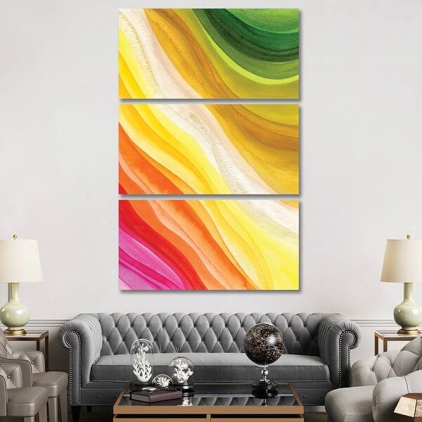 iCanvas "Colorful Waves : Pink And Green" by Andrea Kosar 3-Piece ...
