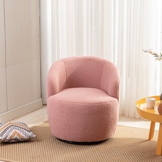 Teddy Fabric Swivel Barrel Chair With Black Powder Coating Metal Ring ...