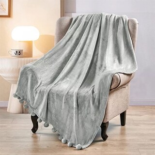 60" x 80" Fleece Throw Blanket Lightweight Soft Throw SIlver Gray - Bed ...