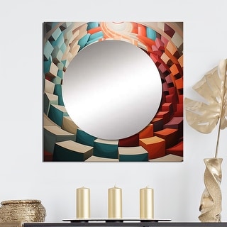 Designart "Colorful Op Art Surrealism IV" Op Art Wall Mirror - Abstract ...