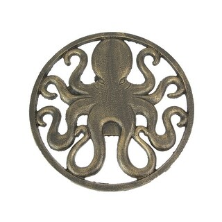 Zeckos Antique Bronze Finished Cast Iron Octopus Wall Hanging - Bed ...