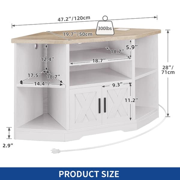 Moasis Farmhouse Corner TV Stand Entertainment Center for TV up to 55 ...