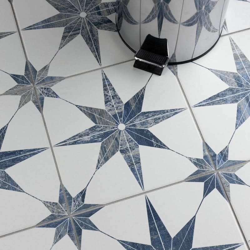 Merola Tile Cassis Stella Blue Day 9-3/4" x 9-3/4" Porcelain Floor and ...