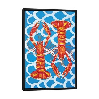iCanvas "Langoustines On Blue Wavey" by Alice Straker Framed Canvas ...