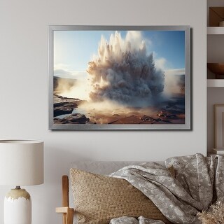 Designart "White Geyser Burst" Landscapes Framed Canvas Art Print - Bed ...