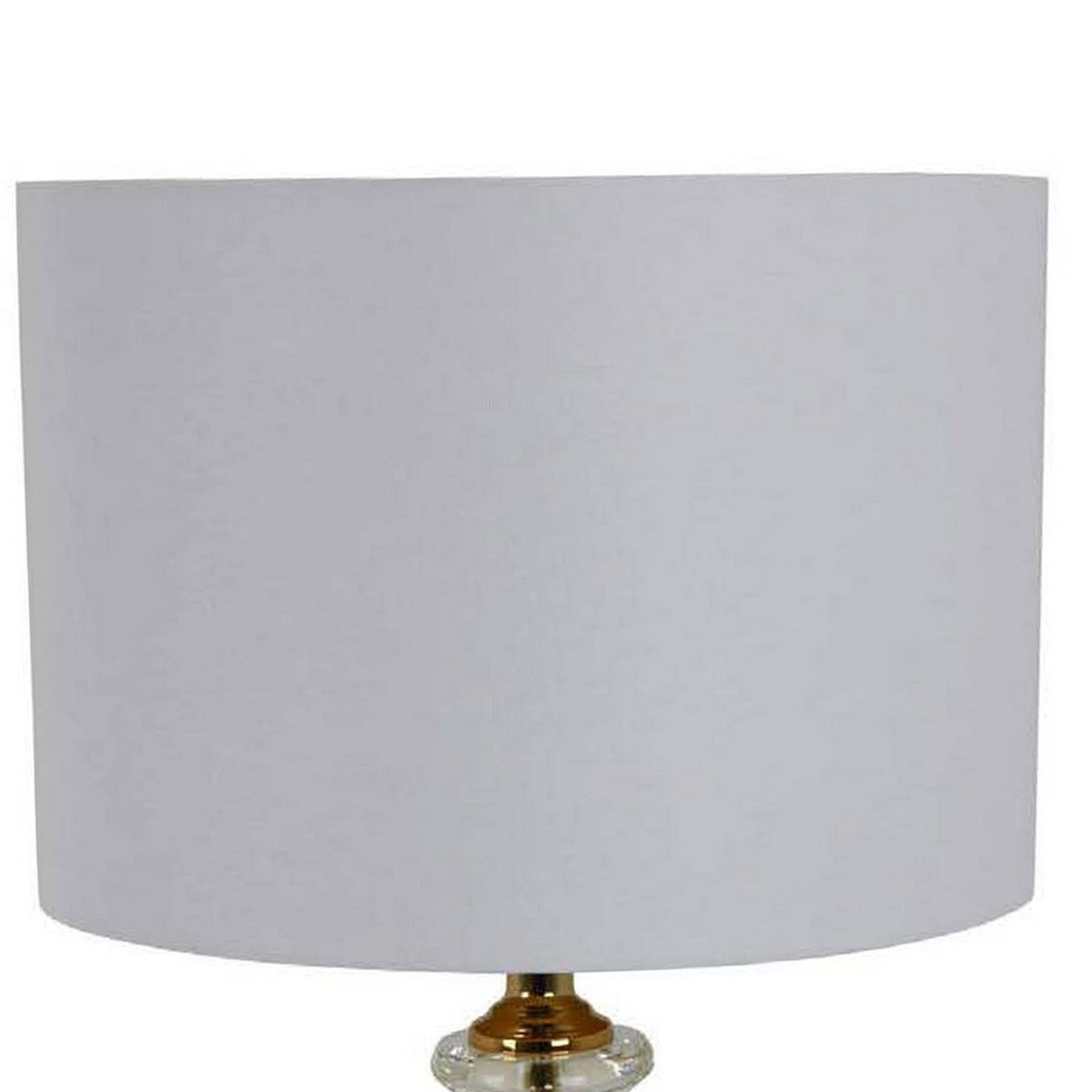 22 Inch Table Lamp, Modern Clear Glass Turned Body, Classic Gold ...