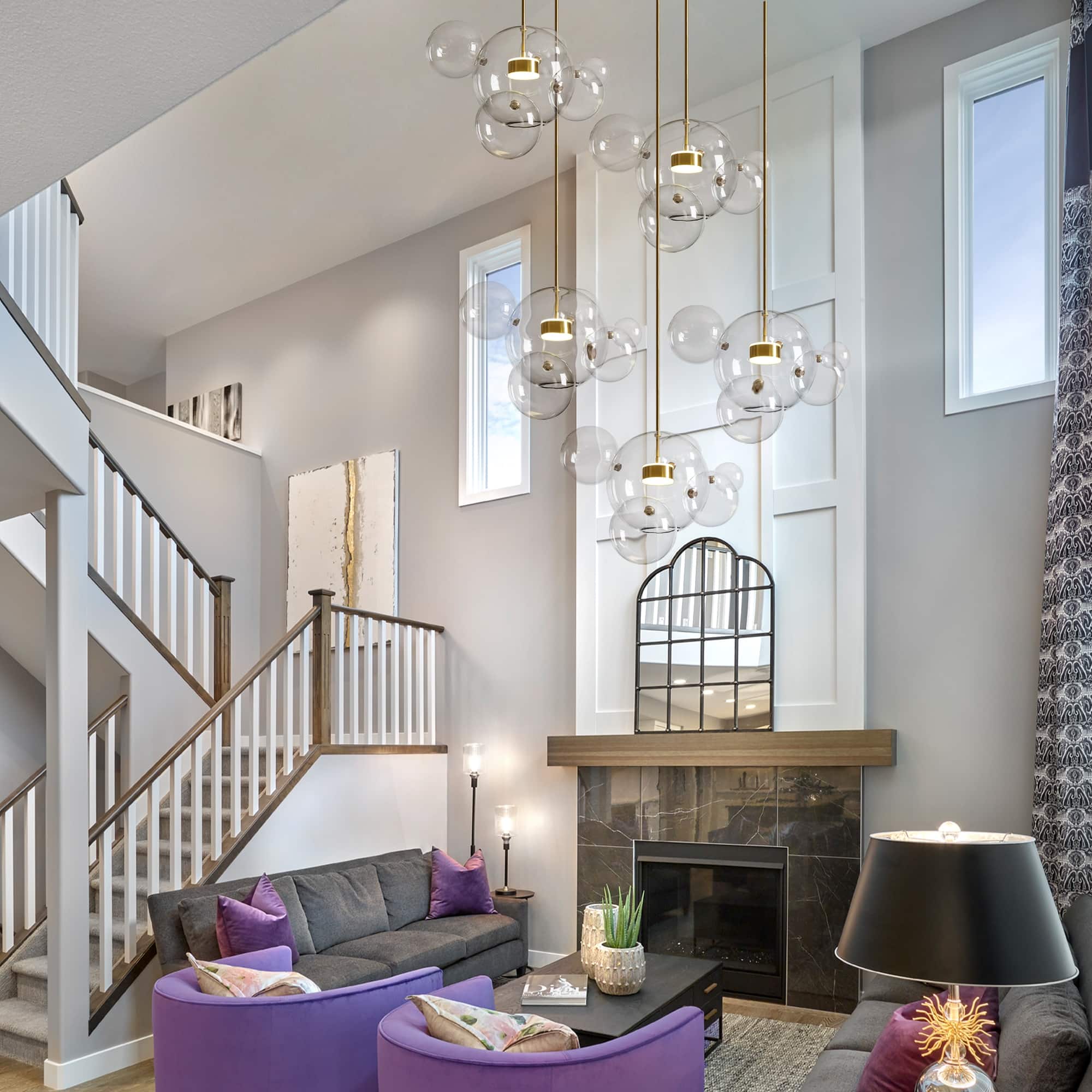 Modern 1-Light LED Soap Bubble Pendant Lighting - Brass - 18.11 Inch ...