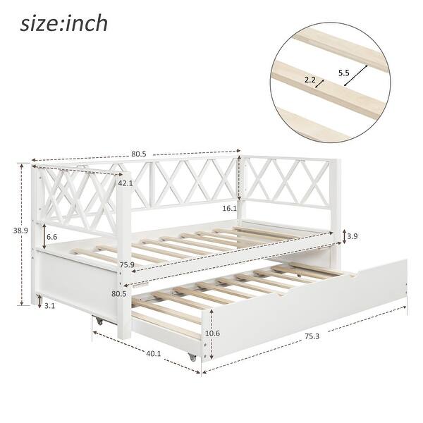 Wood Twin Size Daybed with Trundle X-shaped Back Design Sofa Bed - Bed ...