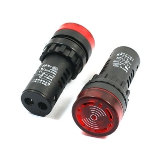 AC 220V 28mm Red LED Signal Indicator Lamp Alarm Light w Buzzer 2Pcs ...