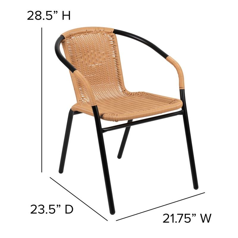 Indoor/Outdoor Stacking Rattan Restaurant Patio Chairs (Set of 4 ...