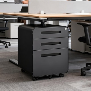 Rounded 3 Drawer Mobile Filing Cabinet, Legal/Letter/A4 File Size, 5 ...