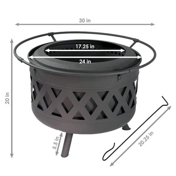 Sunnydaze Crossweave Wood-Burning Smokeless Fire Pit with Log Poker ...