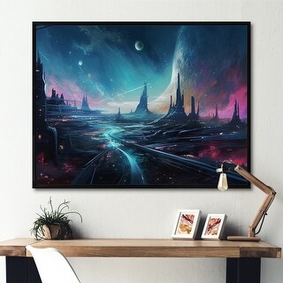 Designart "Imagine Space Iii" Space Framed Canvas Print - Bed Bath ...