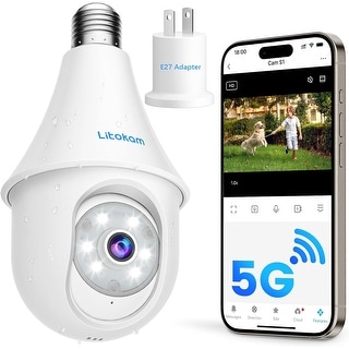 Light Bulb Security Camera 5MP, 5G/2.4G Hz 2K WiFi Socket Cam for Home ...