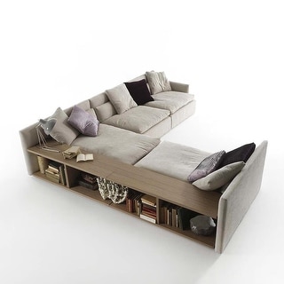 Cotton and linen fabric large seat deep 4-seater sleeper module sofa ...