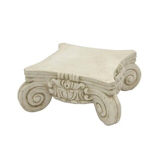 18 Inch Roman Pedestal Stand with Detailed Carved Base, Resin, Ivory ...
