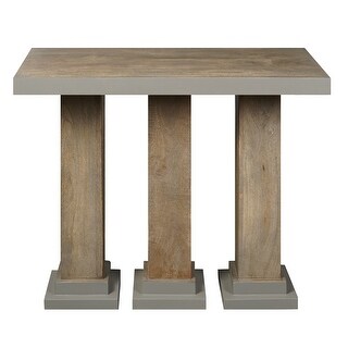 35 Inch Handcrafted Console Table, Solid Mango Wood with Pillar Style ...