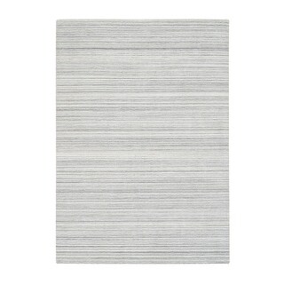 Shahbanu Rugs Platinum Gray and Cream Undyed Natural Wool Modern Design ...