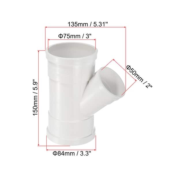 Wye Pipe Fitting, Y-Shape Splitter Duct Hose Connector for Drain Tubes ...