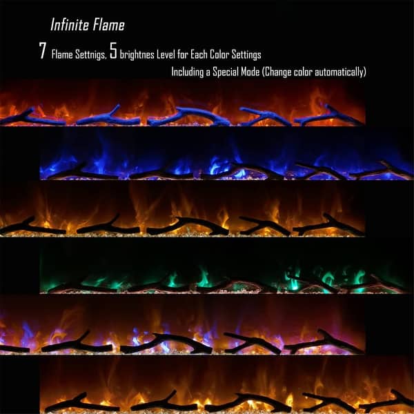 LED Black Wall Mounted Electric Fireplace， Log Wood Effect，14 lighting ...