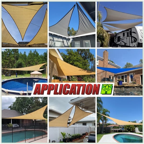 ColourTreeUSA Custom Size Black Triangle Sun Shade Sail Canopy UV Block ...