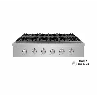 36 in. Stainless Steel Professional Style Liquid Propane Cooktop with 6 ...