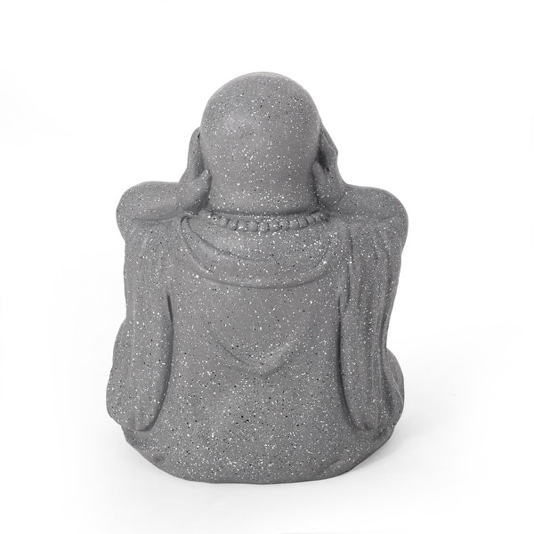 Harrod Outdoor Cast Stone Outdoor Hear No Evil Monk Garden Statue by Christopher Knight Home ...