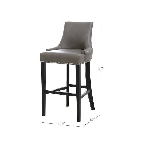 Abbyson Newport Grey Leather Nailhead Trim Bar Stool Bed Bath