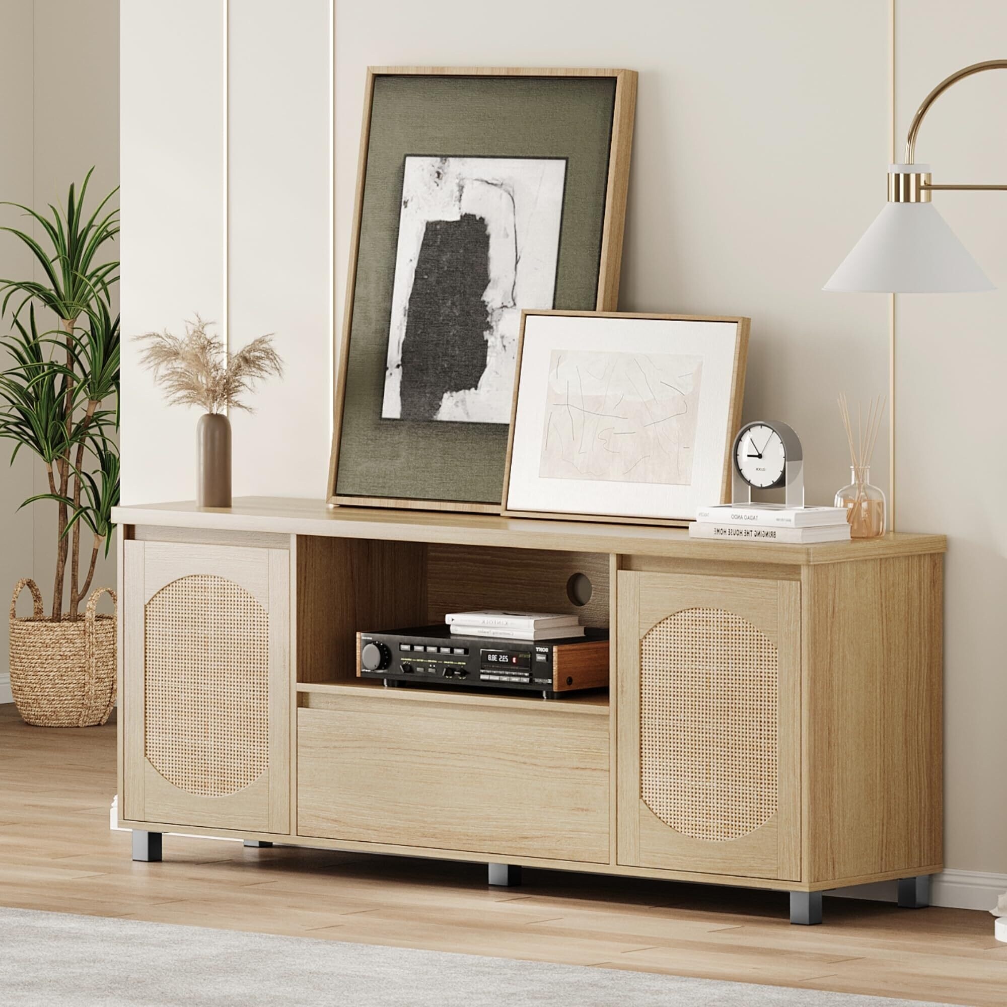 Natural Oak TV Stand with 2 Drawers for 43 inch TVs Bed Bath Beyond 36508948