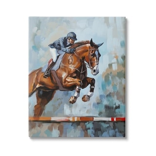 Stupell Jockey Jumping Hurdle Canvas Wall Art Design by Ziwei Li - Bed ...