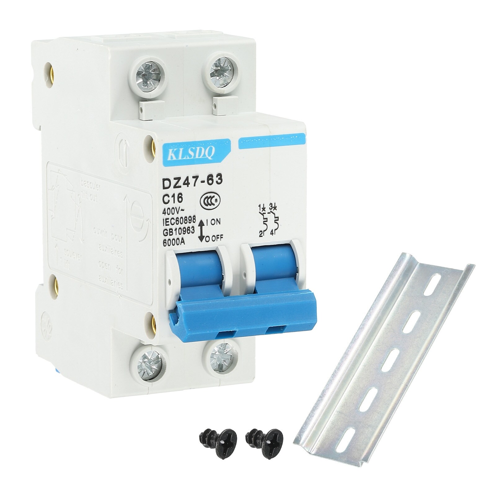 DZ47-63 C63 AC 400V 63A 3 Pole Overload Protection Miniature Circuit Breaker - White, Blue - Bed ...