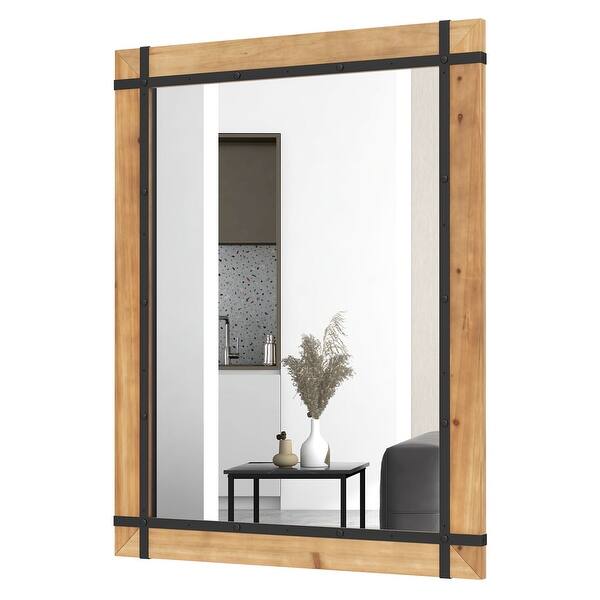 Costway 30'' x 40'' Rectangular Wall Mounted Mirror Wood Frame - See ...