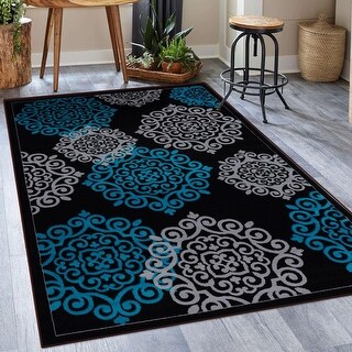 Luxe Weavers Modern Floral Medallion Turquoise 5x7 Oriental Area Rug ...