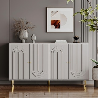 Modern Lacquered 4 Door Wooden Cabinet Sideboard Buffet Server Cabinet ...