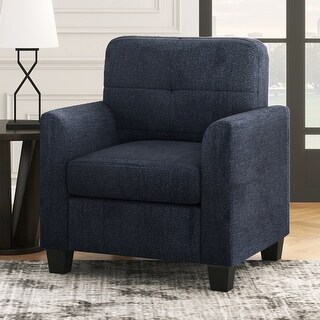 Dark Blue Single Sofa Chair, Tufted Back Armchair, Living Room Lounge ...