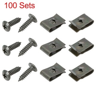 100 Set 4.2x16mm U Clip Screw Dash Trim Metal Interior Army Green ...