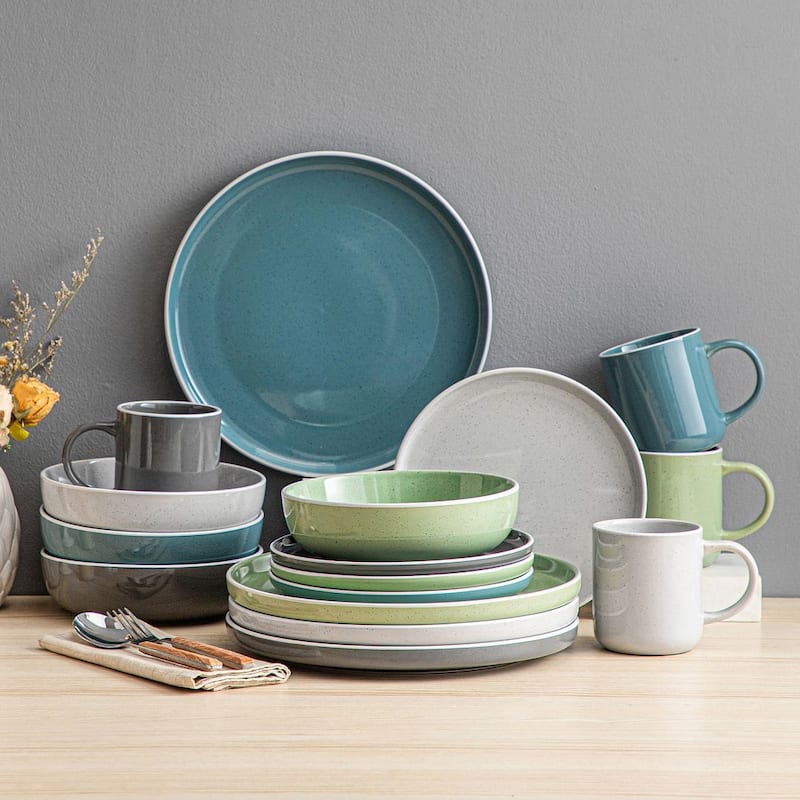 vancasso Moda 16-Piece Matte Speckled Dinnerware Set, Service for 4 ...