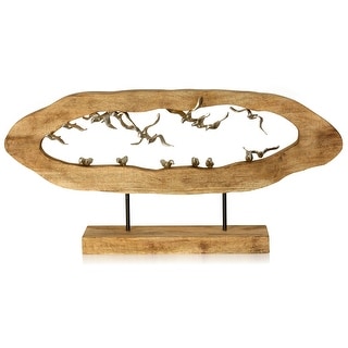 Gull Crevasse - Natural Carved Wood Table Top Accessory with Pewter ...