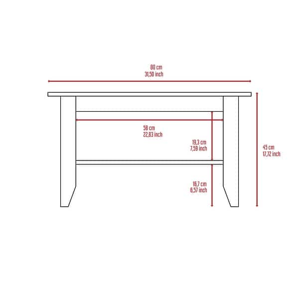 Sahara 32-Inch Wide Coffee Table With Shelf And 4 Legs - Bed Bath ...