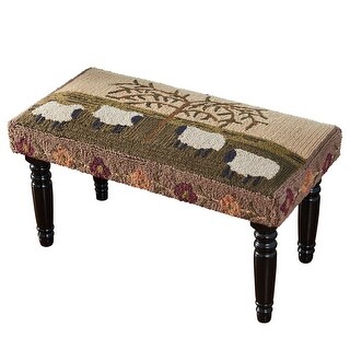 Park Designs Willow & Sheep Hooked Bench - 17"H x 32"W x 16"D - Bed ...