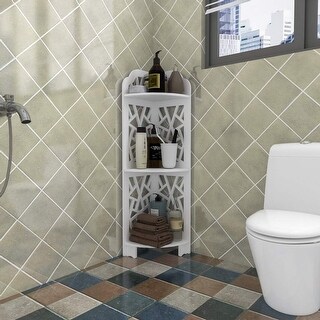3 Tier White Corner Shelf for Bathroom Display - Bed Bath & Beyond ...