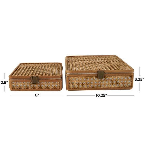 Brown Rattan Handmade Woven Rattan Decorative Box with Bronze Latches ...
