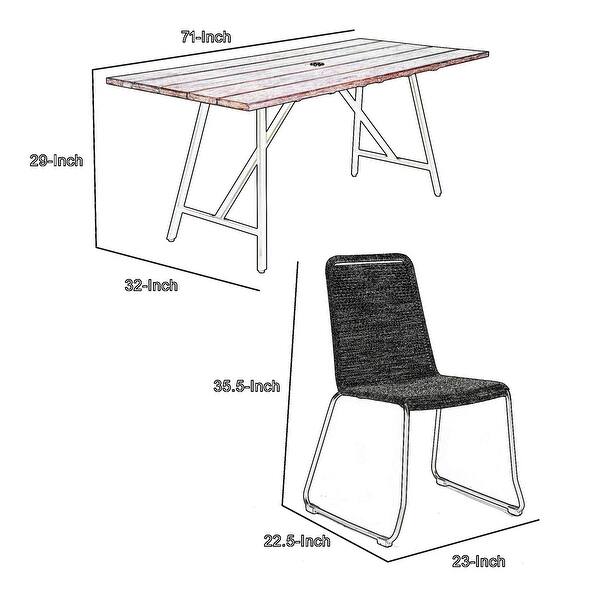 Lin 5pc Dining Set, Sled Legs, Regatta Rope Seat, Slayed Back, Brown ...