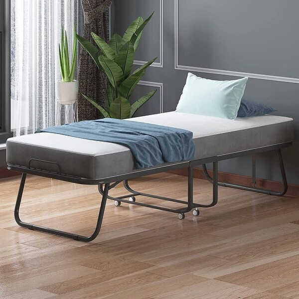 Mixoy Space Saving Foldable Bed with Mattress Portable Bed with Lockable Wheels On Sale Bed Bath Beyond 37210455