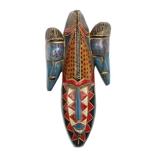 Novica Handmade Triple Head African Wood Mask - Bed Bath & Beyond ...
