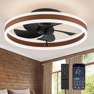 Low Profile Ceiling Fans with Lights, Flush Mount Modern Ceiling Fan ...