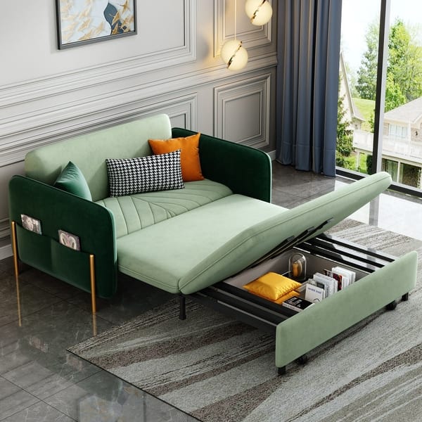green compact sofa