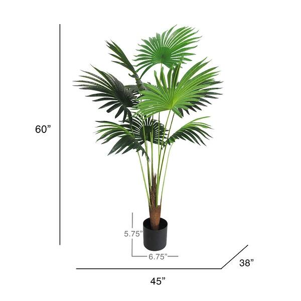 5ft Large Real Touch Artificial Fan Palm Tree Tropical Plant in Black ...