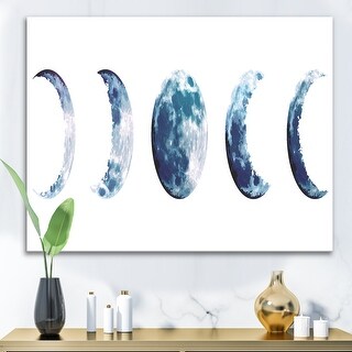 Designart "Magic Blue Moon Phases" Bohemian & Eclectic Canvas Wall Art ...